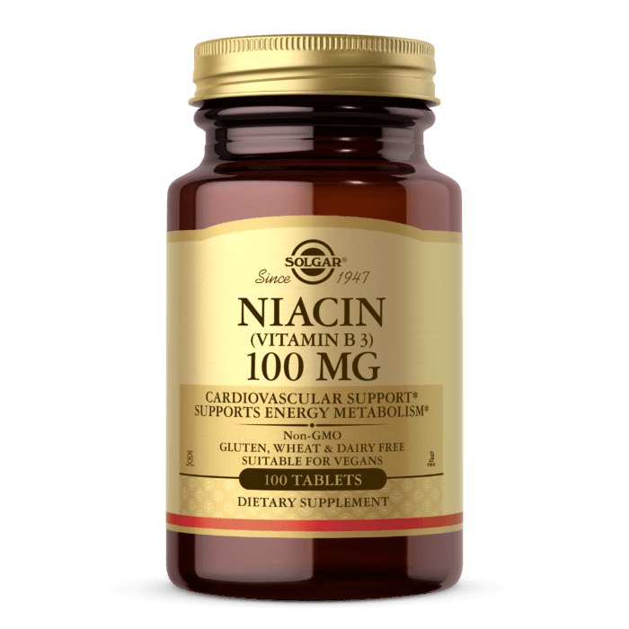 Solgar - Niasiini (B3-vitamiini), 100 mg, 100 tablettia - ECO Supplements